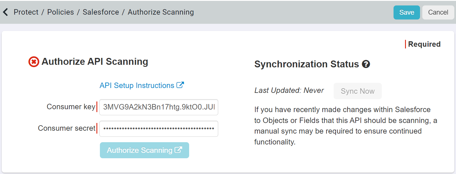 Salesforce: Configuring SSPM scan in Forcepoint Data Security Cloud | SSE